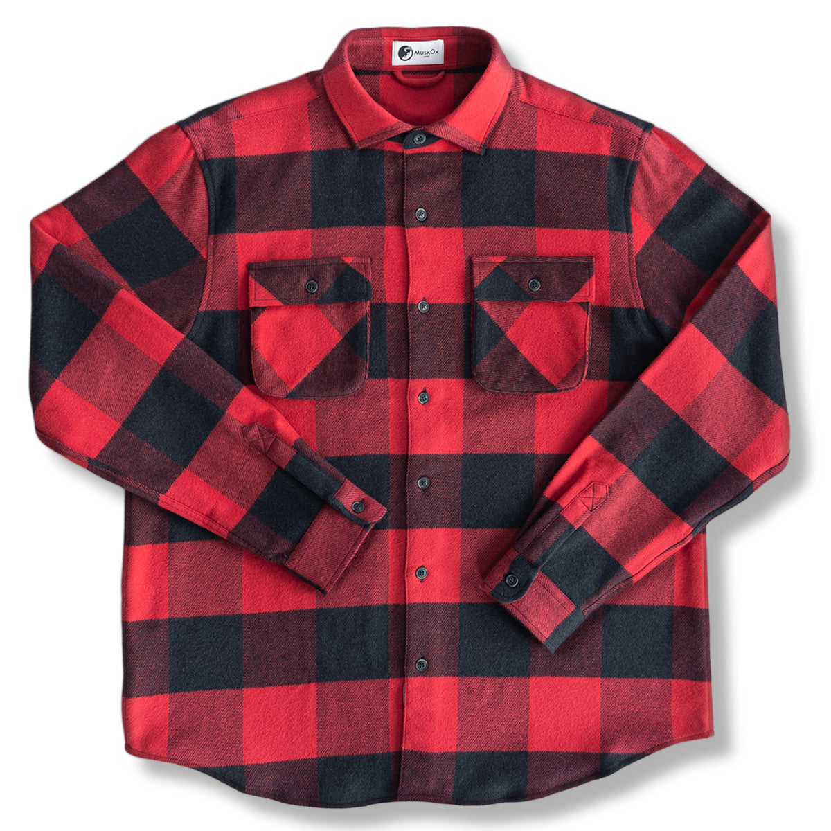 Relaxed Flannel, Red Relaxed Fitting Heavyweight Flannel for Men ...