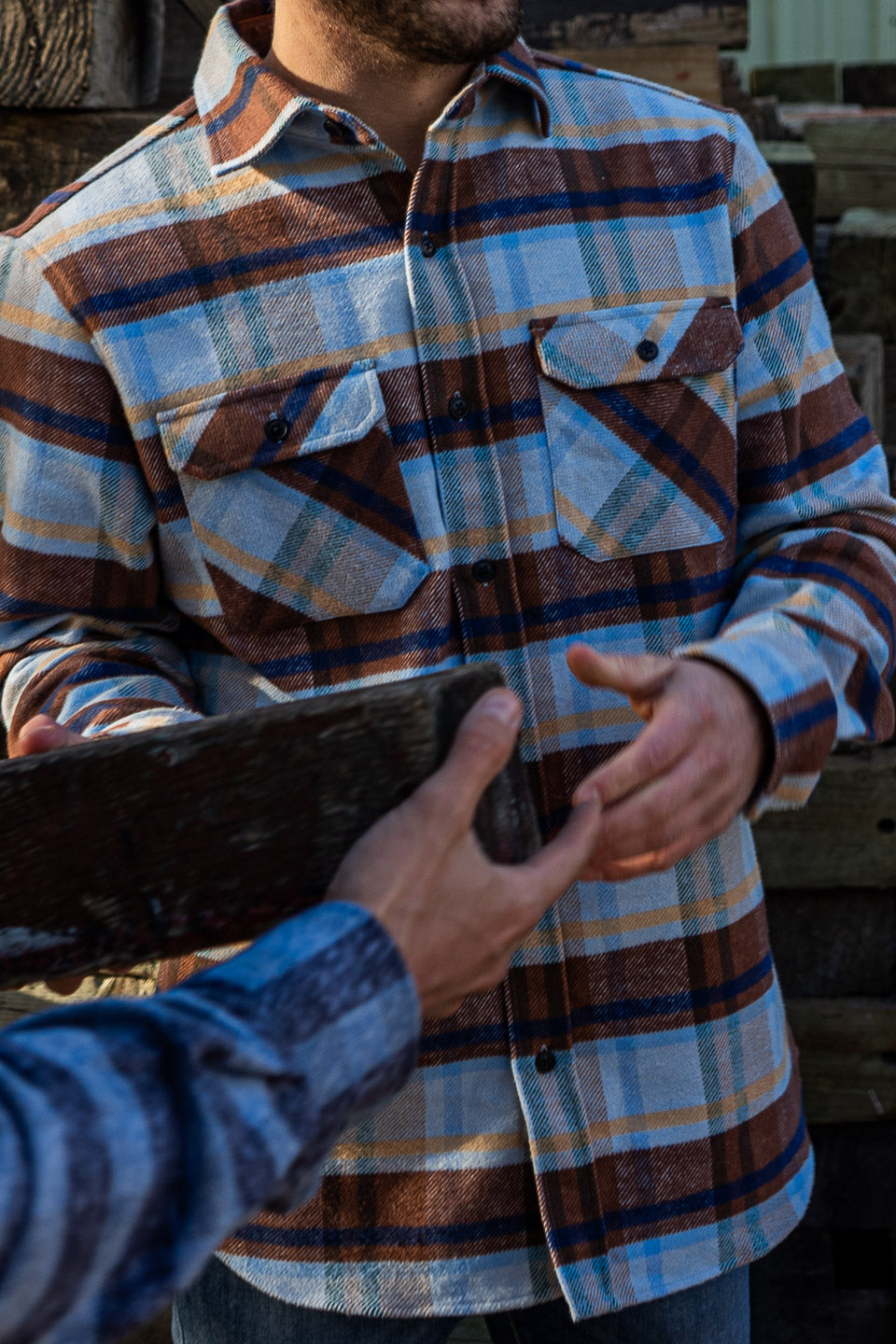 The Grand Flannel, Brown Heavyweight Cotton Flannel Shirt for Men ...