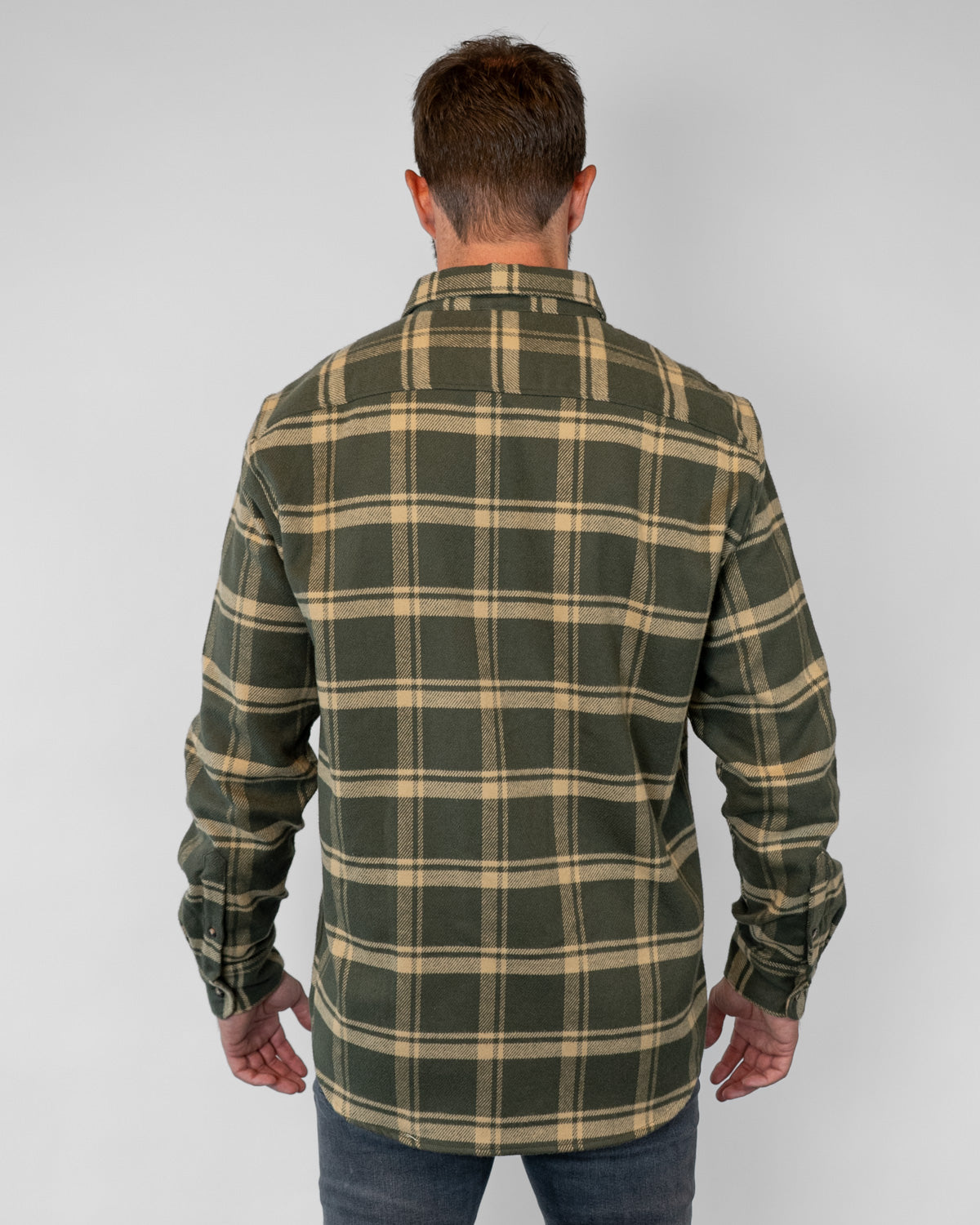 Soft Flannel Shirt for Men in 100% Cotton, Field Grand Flannel in Green ...