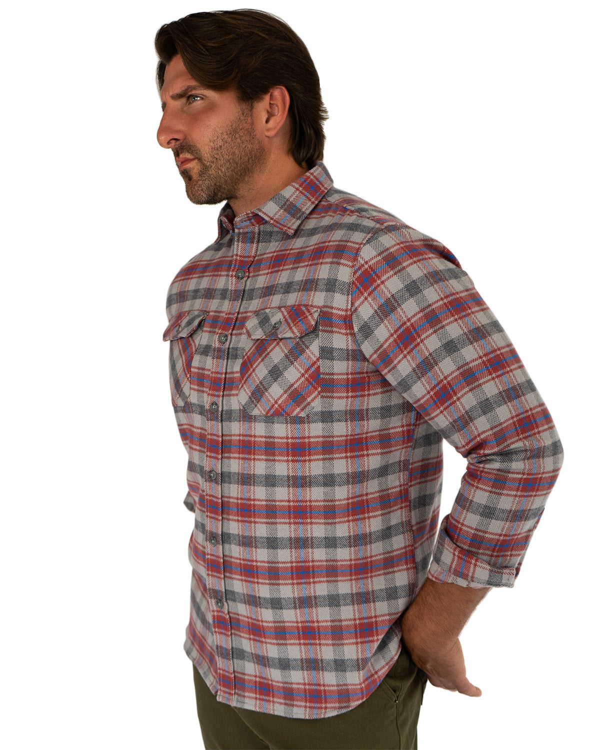 Soft Flannel Shirt for Men in 100% Cotton, Field Grand Flannel in Red ...