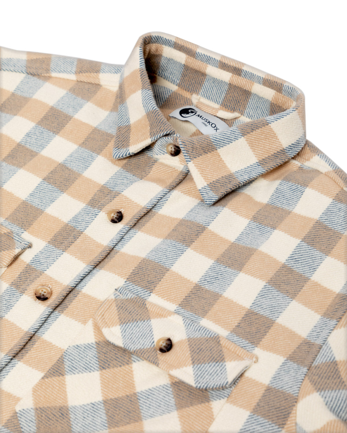 Soft Flannel Shirt for Men, Grand Flannel in Beige and Navy Plaid ...
