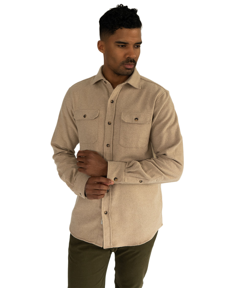 Grand Flannel in Camel, Heavyweight Cotton Flannel Shirt for Men ...