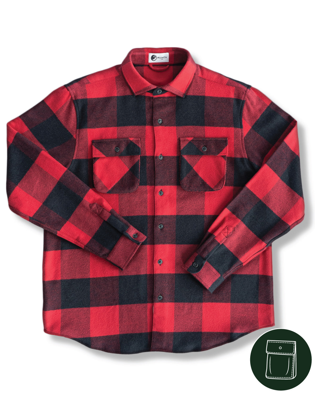 Relaxed Flannel, Red Relaxed Fitting Heavyweight Flannel for Men ...
